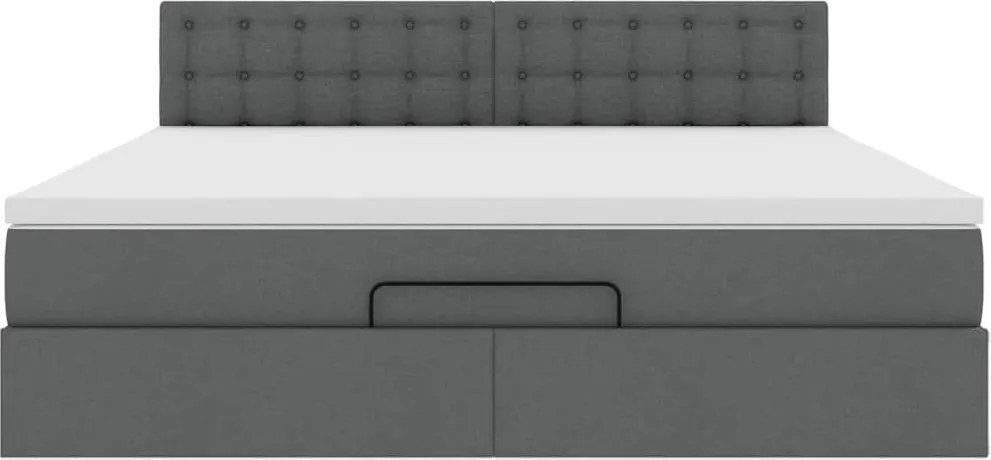 Osmanský rám postele s matrací tmavě šedá 180x200cm textil 3311644