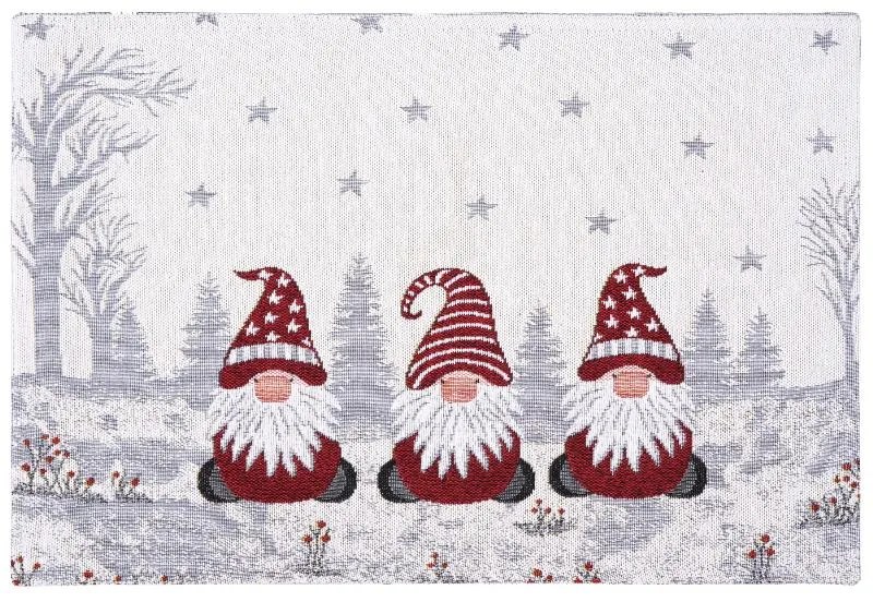 SCANquilt prostírání MOTIV elfi a hvězdy bíločervená prostírání cca 30 x 45 cm
