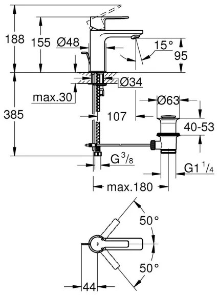 GROHE 32109GL1 - Umyvadlová baterie LINEARE zlatá