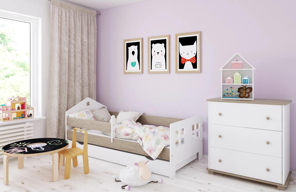 BabyBeds Dětská postel POLA Velikost postele: 160x80 cm, Barevné provedení: Ořech, Úložný prostor: Ne, bez úložného prostoru Bílá