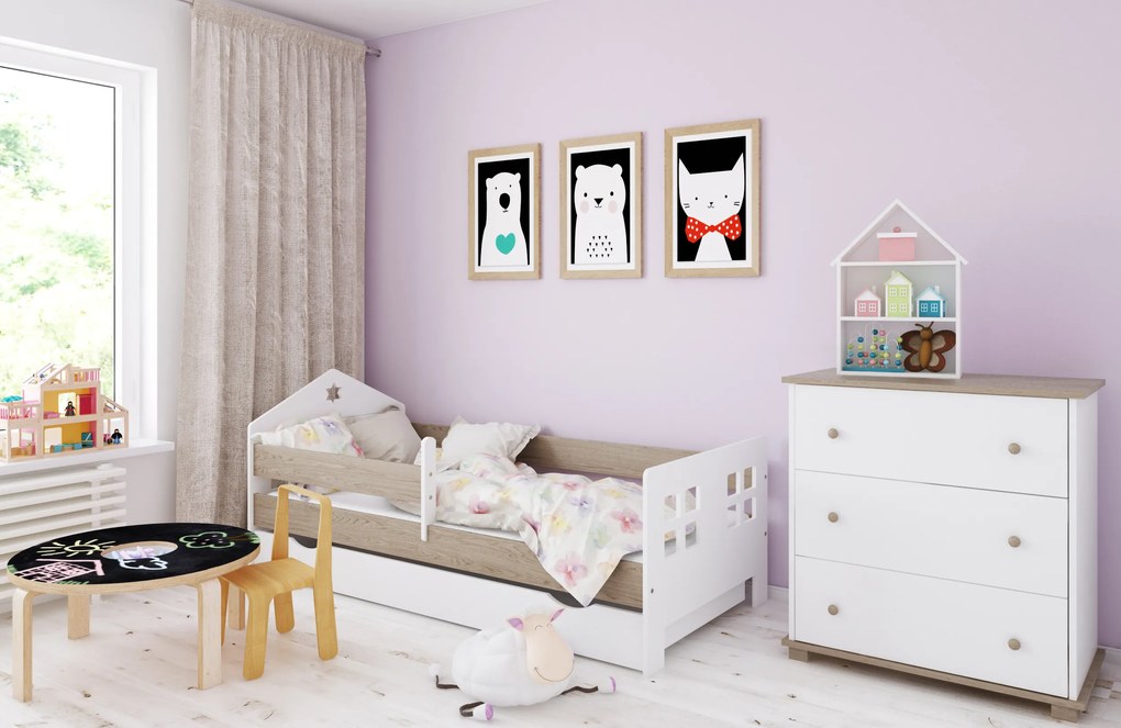 BabyBeds Dětská postel POLA Velikost postele: 180x80 cm, Barevné provedení: Šedá, Úložný prostor: Ne, bez úložného prostoru Bílá