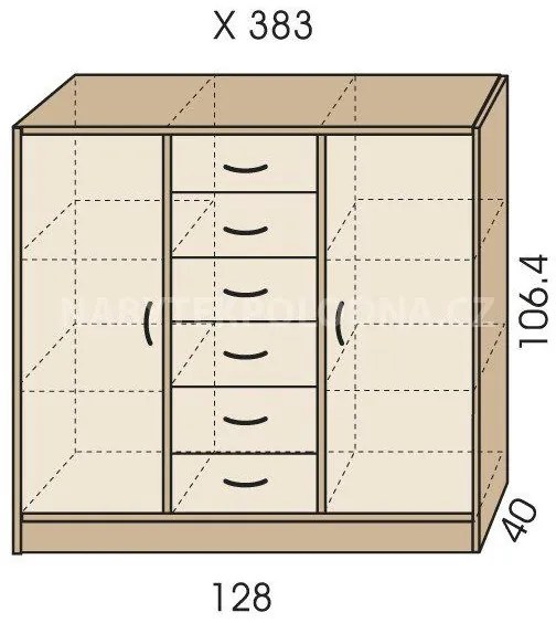 Policová komoda se zásuvkami JIM 5 X 383