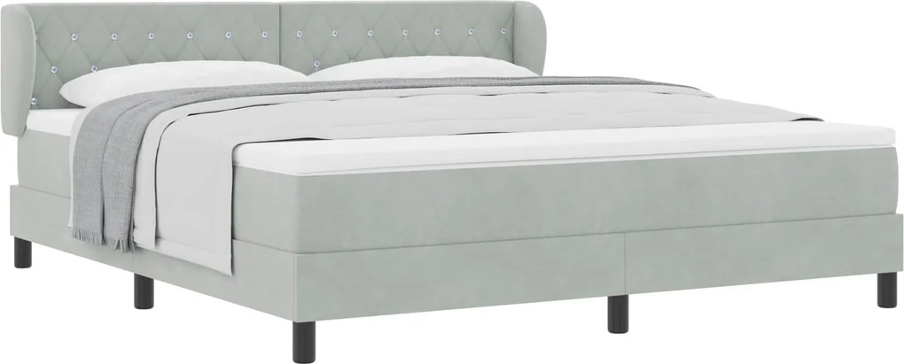 Postel s boxspringem s čelo Světle šedá 180 x 200 cm samet 3340346