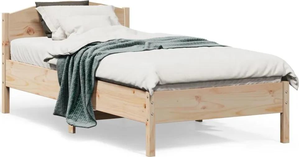 vidaXL Rám postele s čelem voskově 75 x 190 cm masivní borovice [842626] Barva: Hnědá