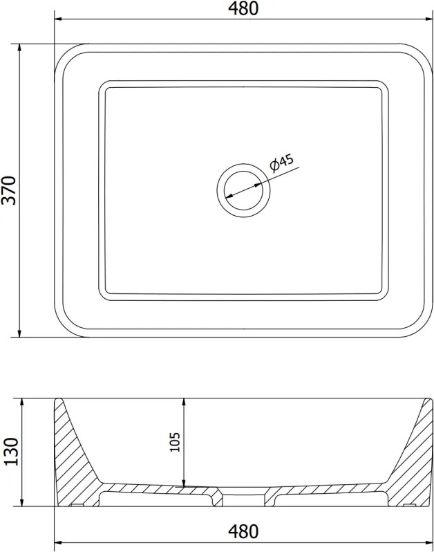 Mexen Catia, umyvadlo na desku 48x37x14 cm, černá matná-zlatá, 21314876