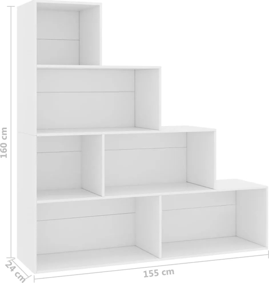vidaXL Knihovna/zástěna do pokoje 155 x 24 x 160 cm dřevotříska [800657] Barva: Bílá