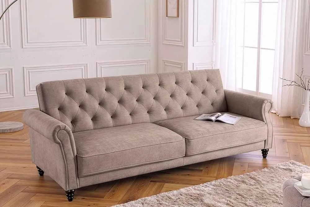 Designová rozkládací pohovka Scarlet 220 cm šedo-hnědý samet