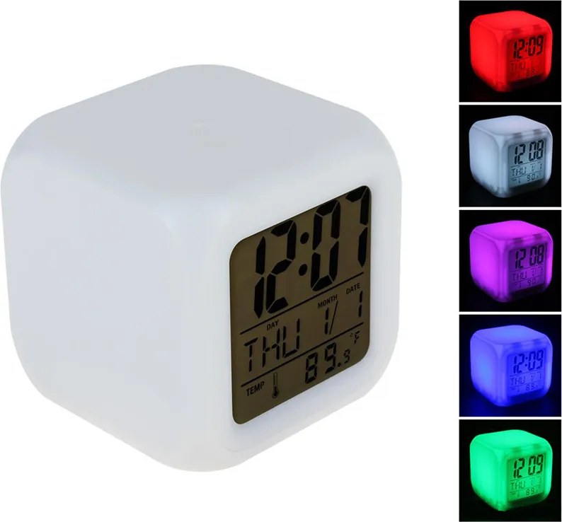 Verk Group Budík lcd teploměr chameleon svítící