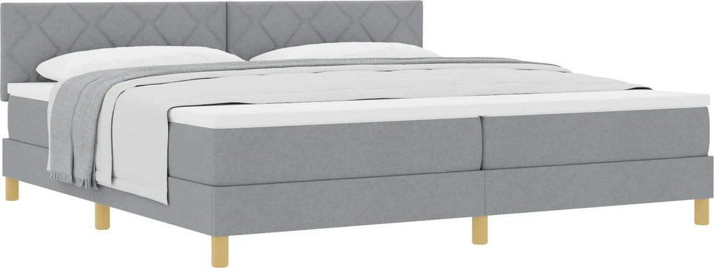 Postel s boxspringem s čelo Světle šedá 200 x 200 cm textil 3339021