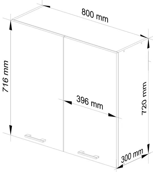 Horní kuchyňská skříňka OLIWIA W 80 H720 bílá, lesk