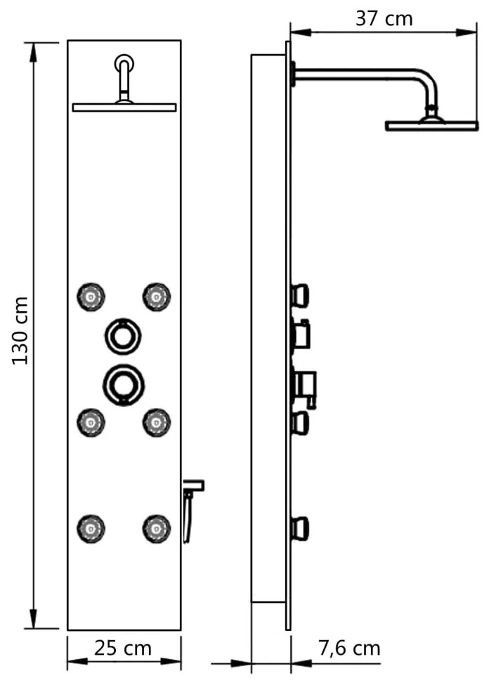 vidaXL Marketos Sprchový panel skleněný 25 x 44, 6 x 130 cm bílý