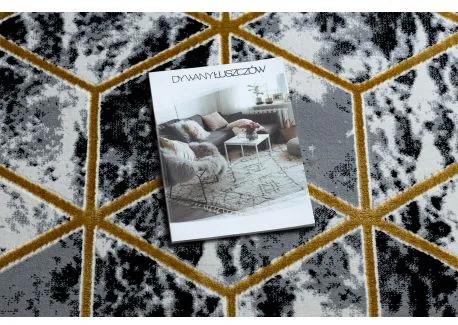 Dywany Luszczow Kusový koberec 3D GLOSS 409A 82 Krychle černý / zlato / šedá Rozměr koberce: 80 x 250 cm