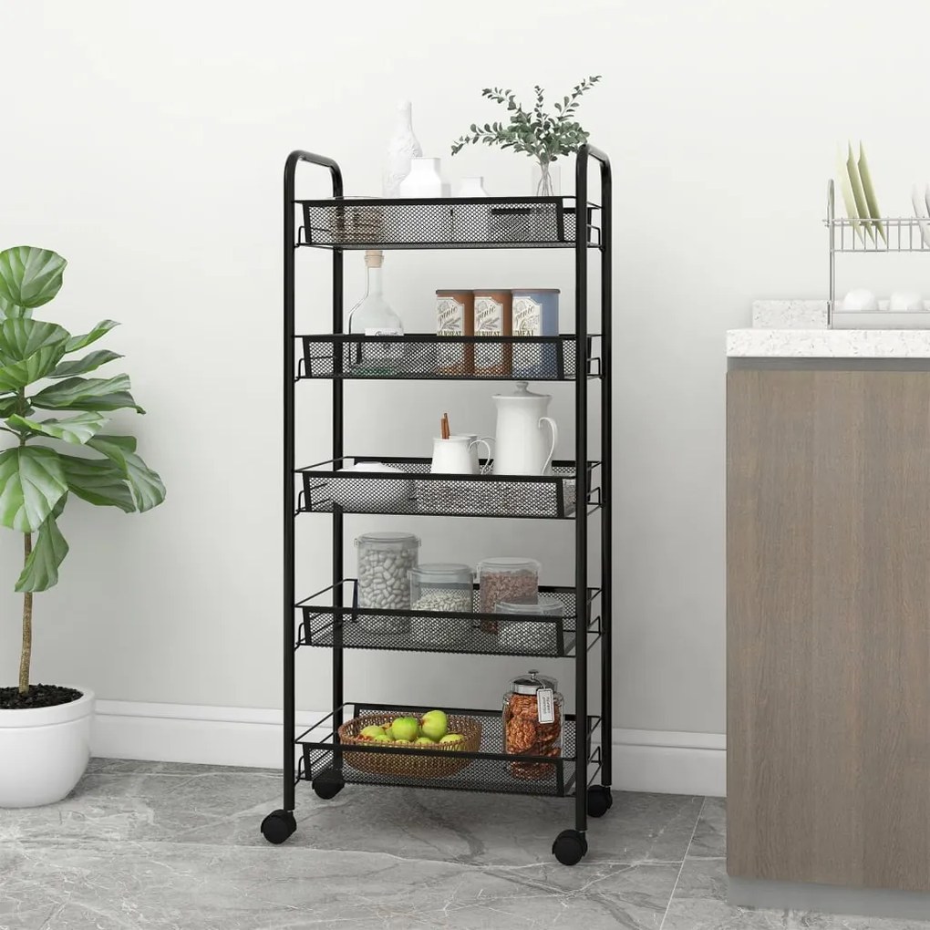 Kuchyňský vozík s 5 patry černý 46 x 26 x 105 cm železo 336328