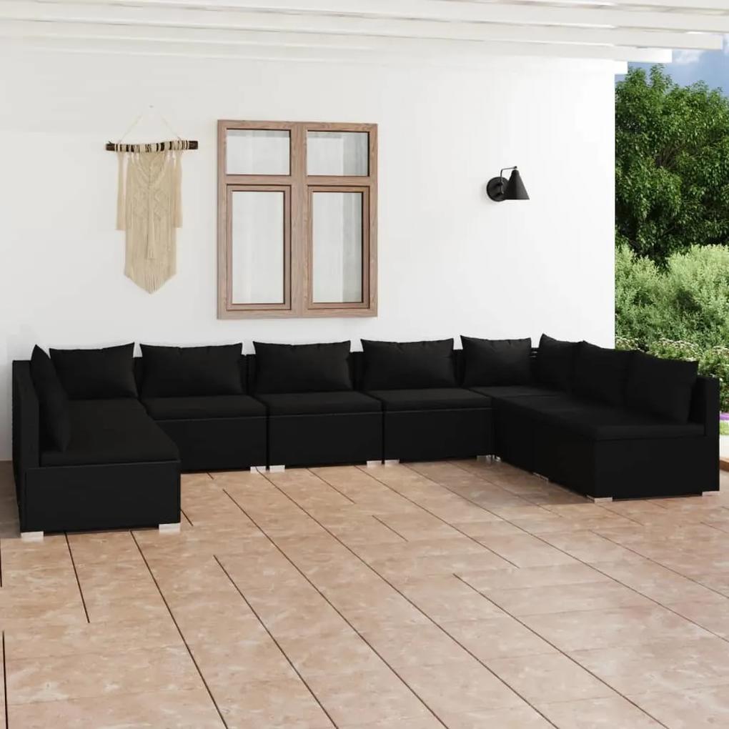 vidaXL 9dílná zahradní sedací souprava s poduškami polyratan [3101909] Barva: Černá a krémová