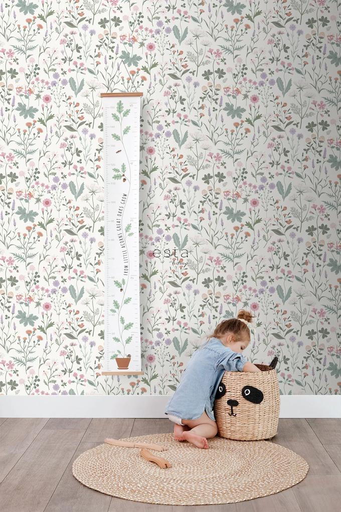 Bílá vliesová tapeta na zeď, luční květiny, 139482, Vintage Flowers, Esta Home