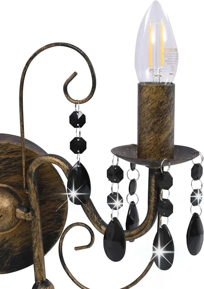 Nástěnná lampa s korálky černá patina 2 x žárovky E14 281591