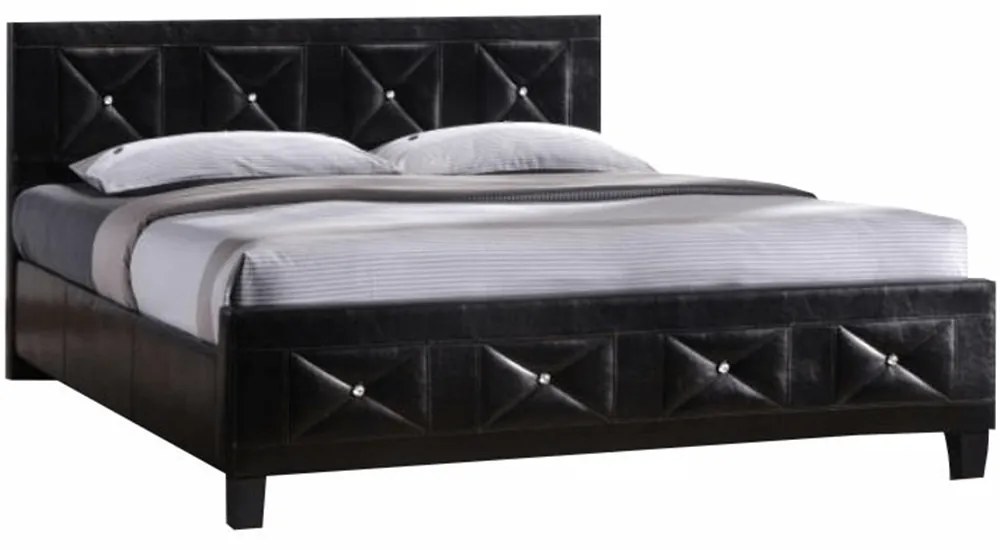 Manželská postel Tempo Kondela, s roštem, ekokůže černá, 180x200, CARISA