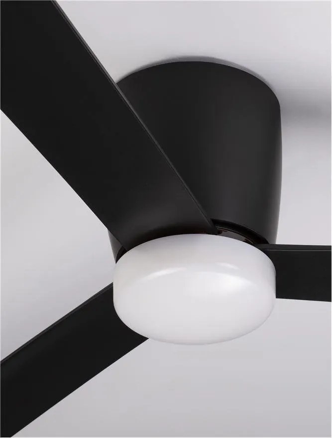 NV 9952330 Stropní ventilátor DELL tělo z hliníku matná černá 3ABS dřevěné listy - NOVA LUCE