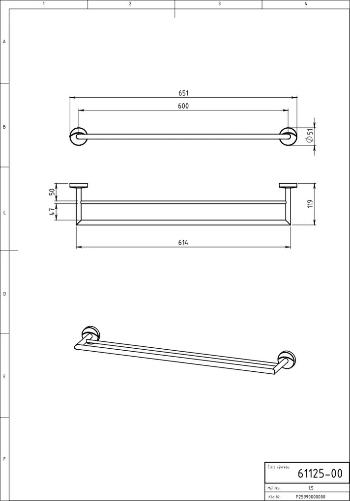 Novaservis - Dvojitý držák ručníků 650 mm Metalia 11 chrom, 0125,0