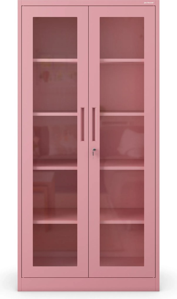 Zdravotnická prosklená skříň, pudrově růžová, 900x1850x400 mm: AMELIA Fresh Style