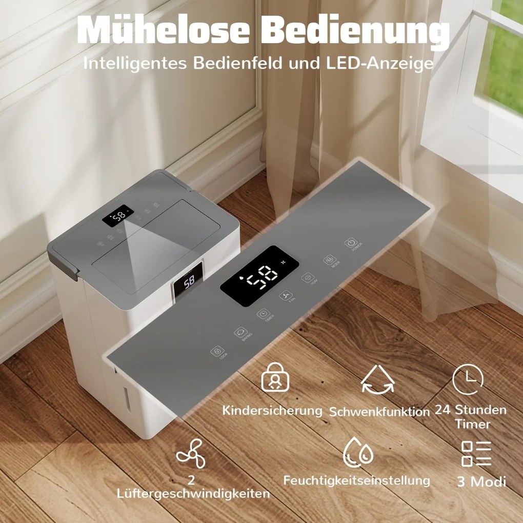 Costway 35 L/Day domácí odvlhčovač Energeticky úsporný odvlhčovač s 3 režimy