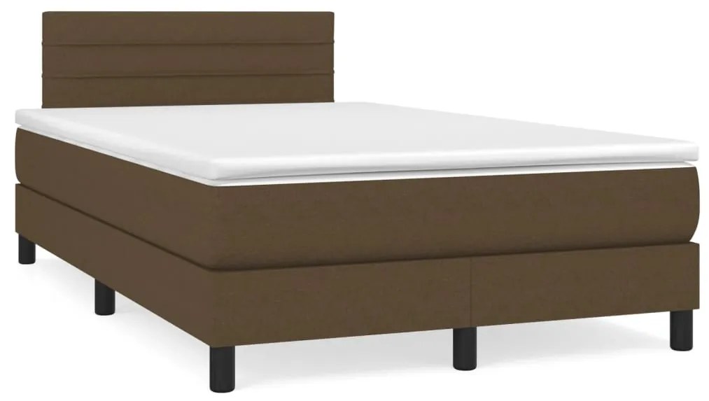 Box spring postel s matrací a LED tmavě hnědá 120x190 cm textil 3270049