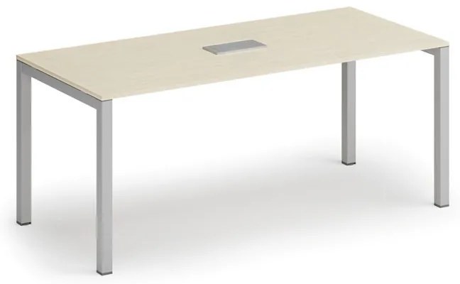 Jednací stůl PRIMO SQUARE, 180x80 cm, bříza + stolní zásuvka TYP VI, stříbrná