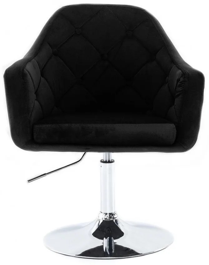 LuxuryForm DESIGN Otočné křeslo ANDORA VELUR na stříbrném talíři - černé