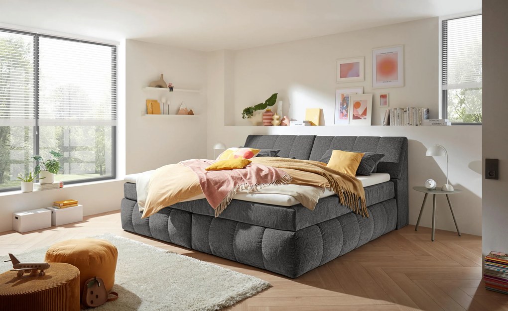 XXXLutz POSTEL BOXSPRING, 240/200 cm, šedá MID.YOU - Manželské postele - 002220054805