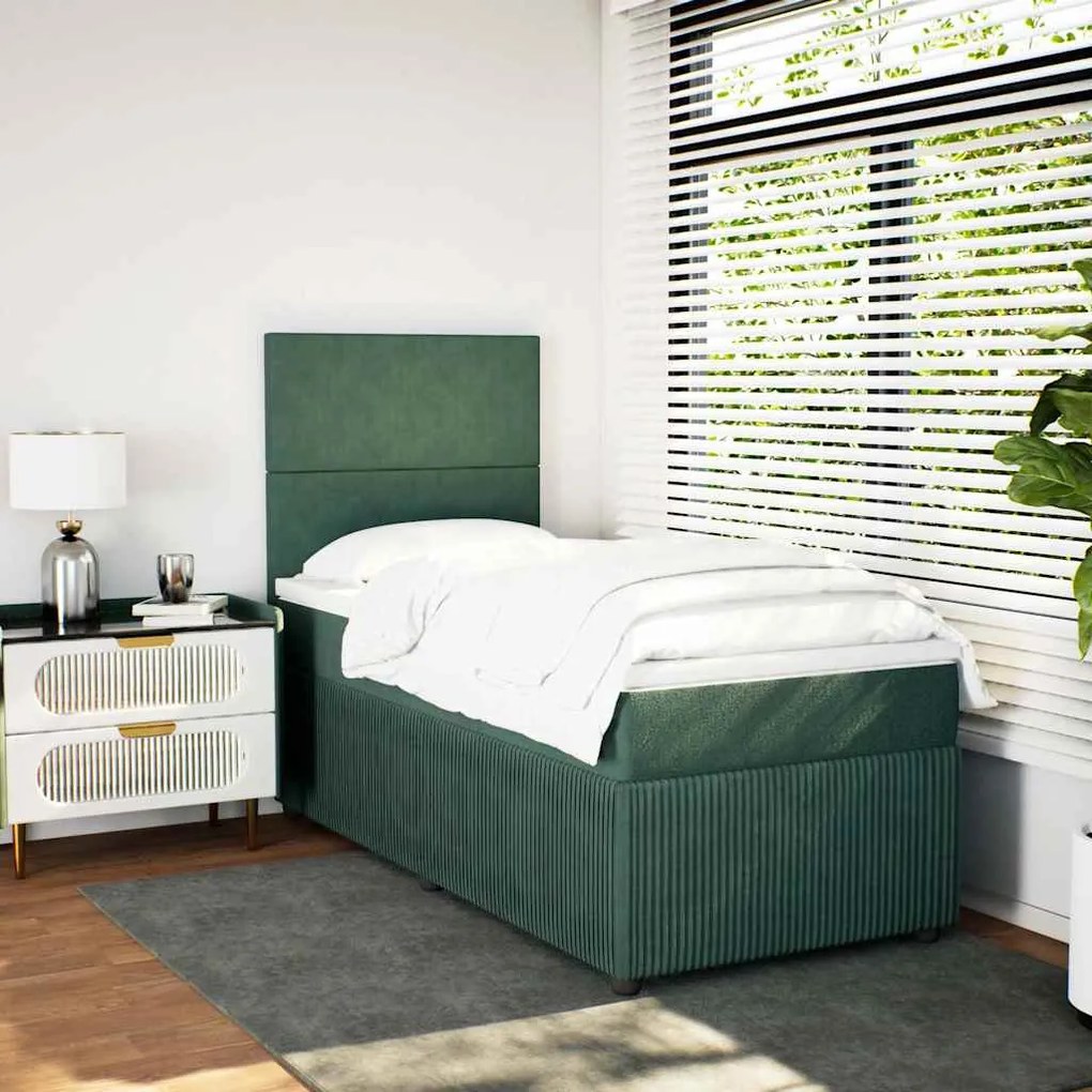 Box spring postel s matrací tmavě zelená 80 x 200 cm samet 3294487