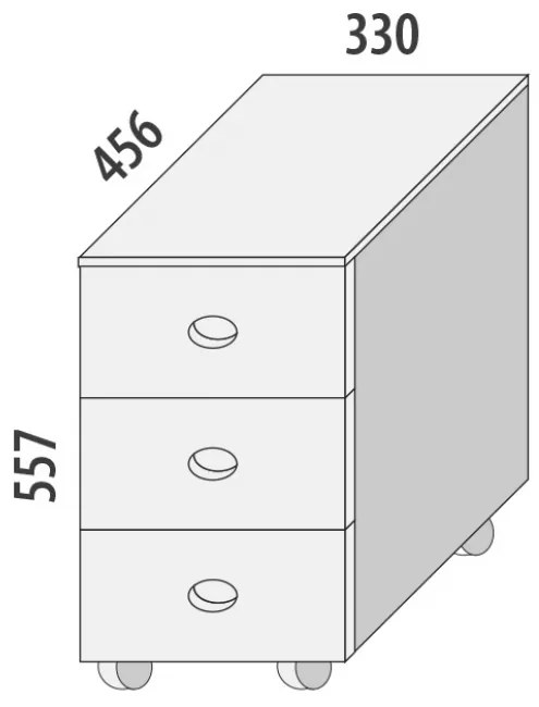 Domestav BUBBLES kontejner 3 zásuvky buk, mořený