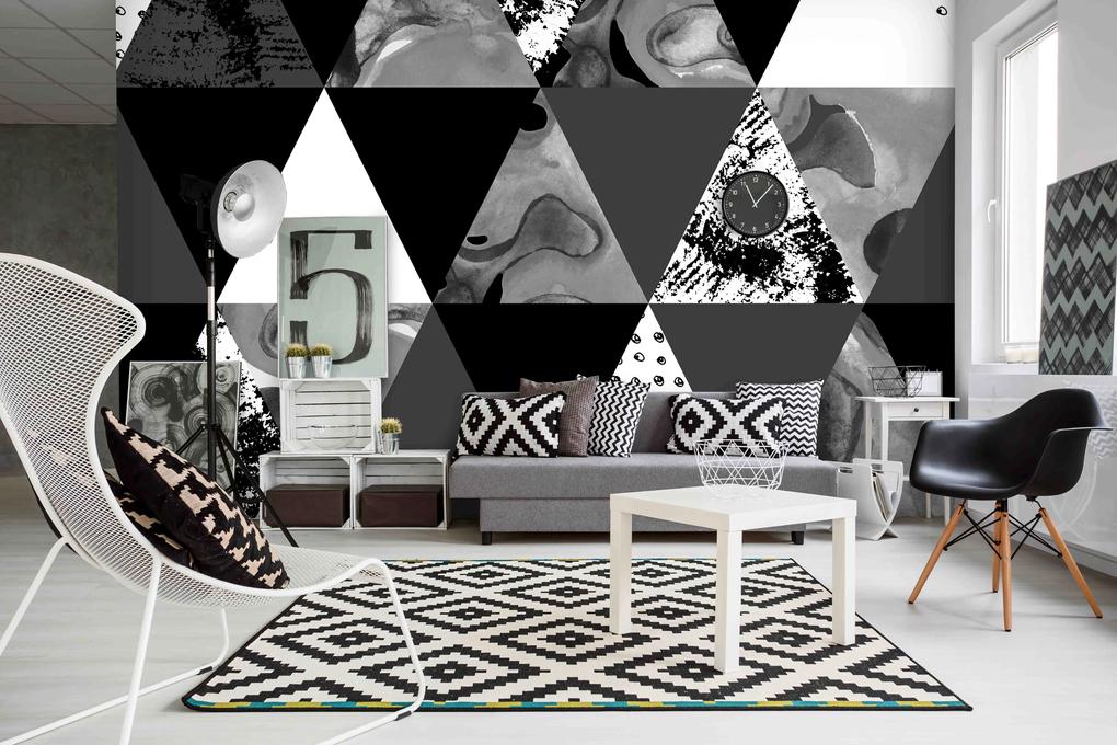 Malvis Tapeta Černobílé abstraktní trojúhelníky Vel. (šířka x výška): 504 x 310 cm