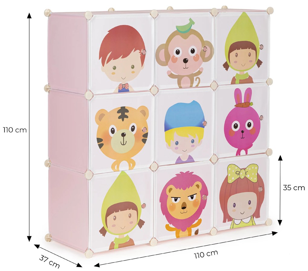 Dětská modulární skříňka s 9 policemi