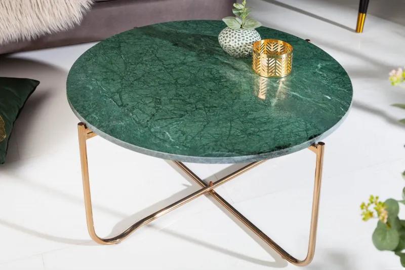 Konferenční stolek Noble 62cm mramor zelené zlato / 40362