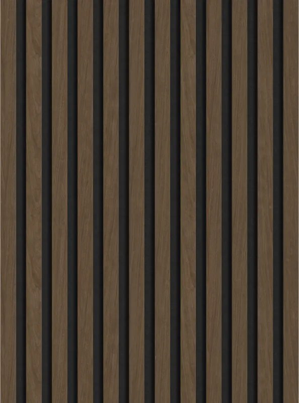 Mexen Lam-F, akustické stěnové lamely 275 × 30 cm, plstěný podklad 8 mm, technická dýha, ořech espresso, S105-275307-3015-019