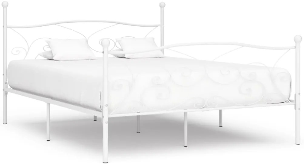 Rám postele s laťkovým roštem bílý kov 180 x 200 cm 284452
