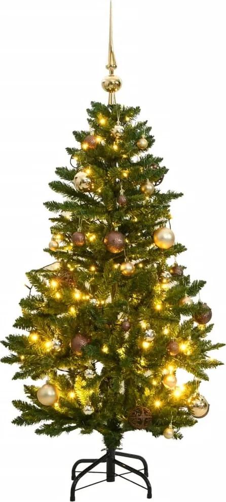 vidaXL Umělý sklápěcí vánoční stromek se 150 LED a koulemi 120 cm [3210089] Barva: Bílá