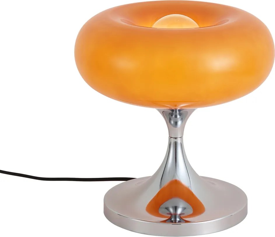 Retro stolní lampa chromová s oranžovým skleněným stínidlem 31 cm - Glaze