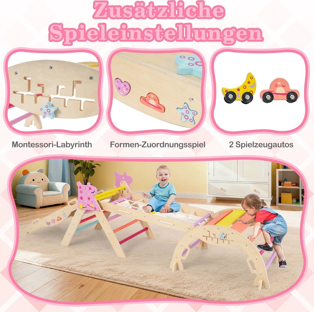 Costway Trojúhelníková sada 9-in-1 skládací lezecká hračka Montessori šplhací