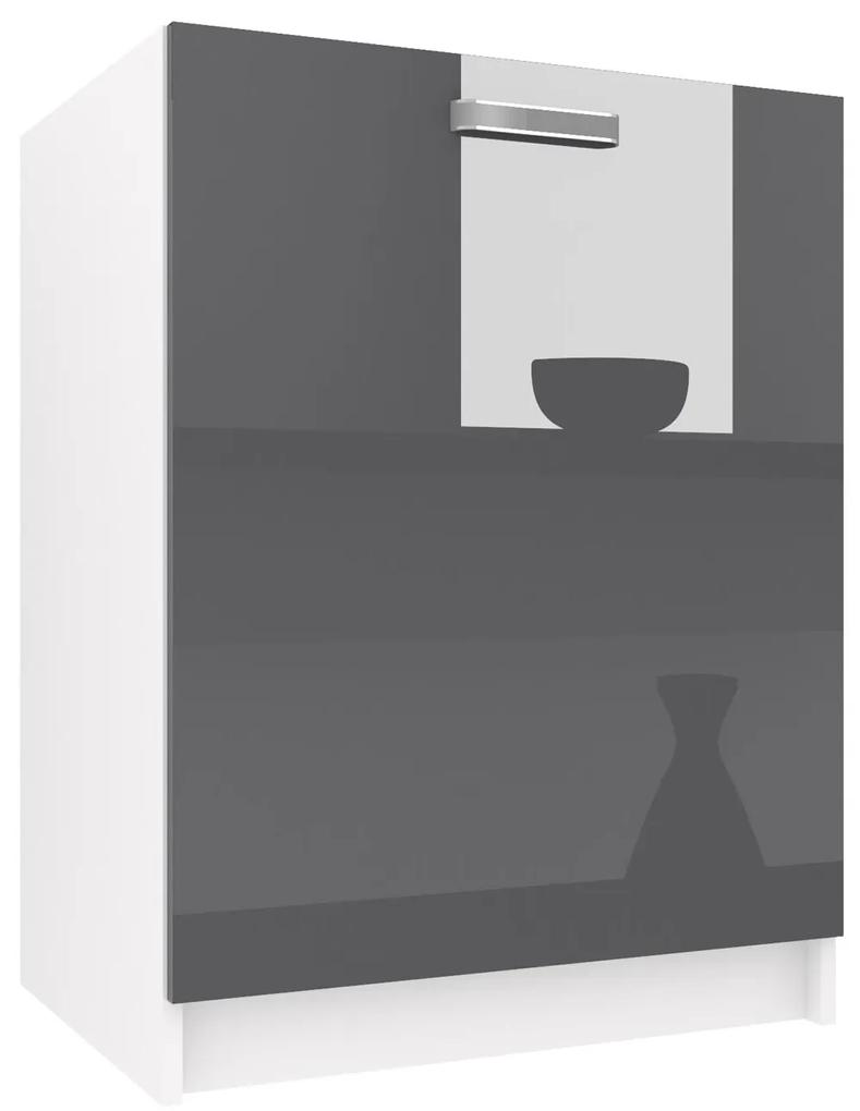 Kuchyňská skříňka Belini dřezová 60 cm šedý lesk  bez pracovní desky  INF SDZ60/0/WT/S/0/F