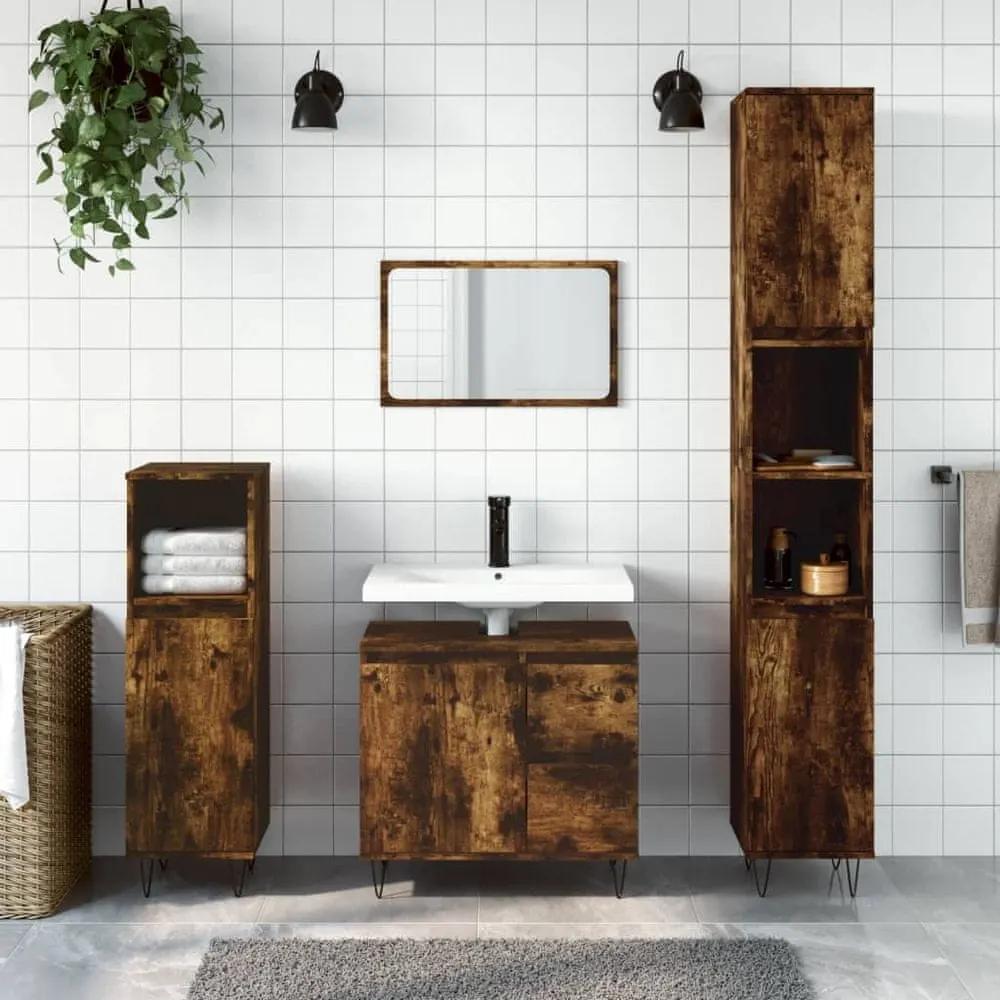 Petromila Koupelnová skříňka kouřový dub 65 x 33 x 60 cm kompozitní dřevo