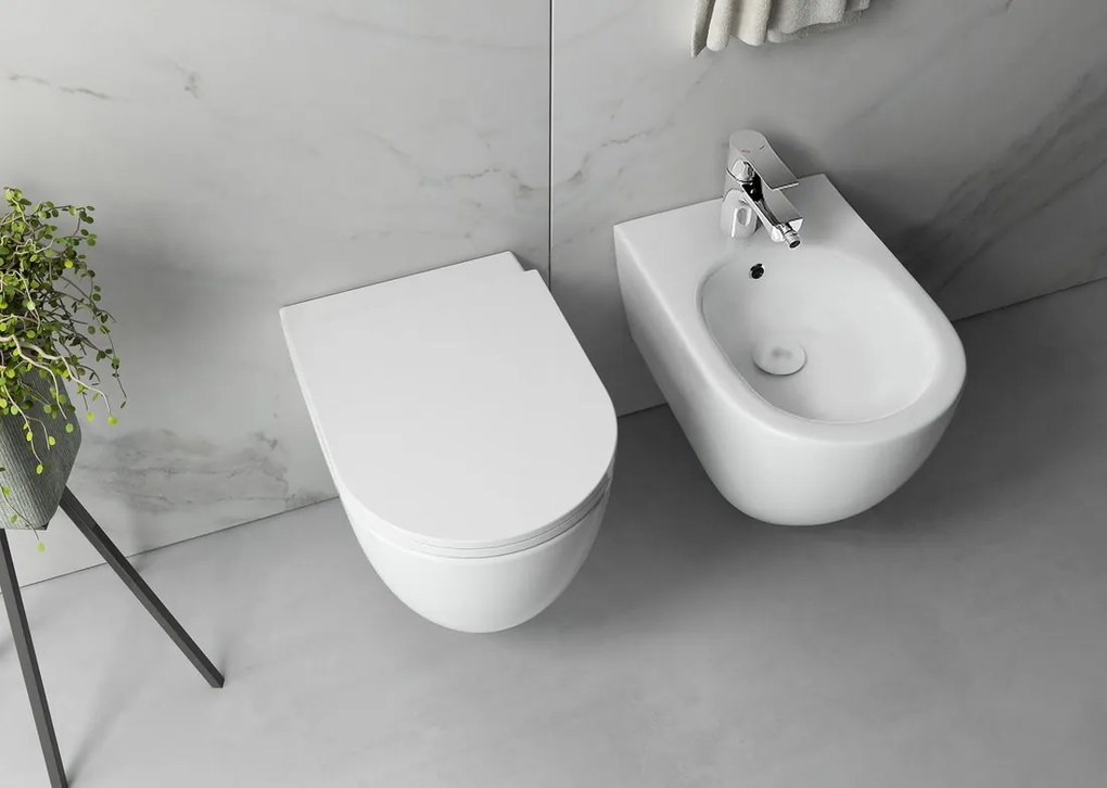 Isvea Isvea, INFINITY závěsná WC mísa, Rimless, 36,5x53cm, matná bílá, 10NF02005-2L