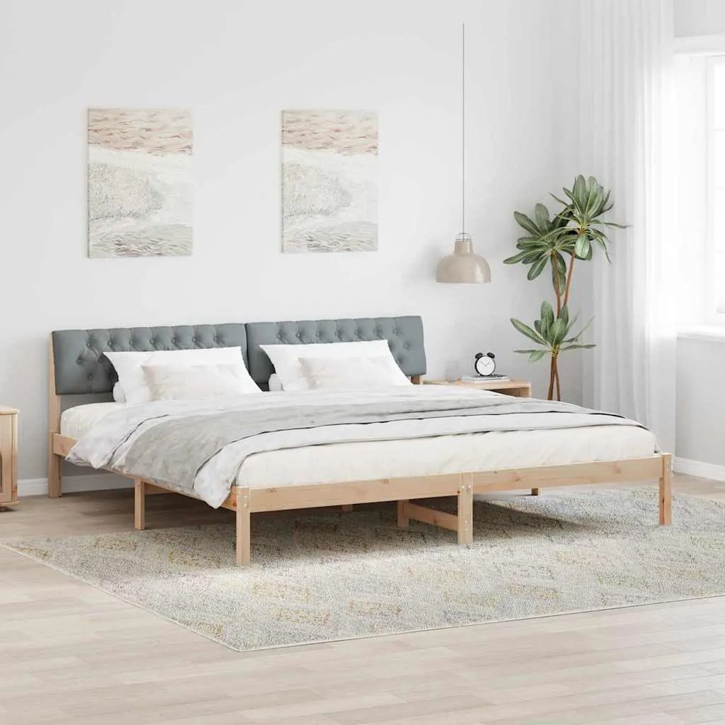 Rám postele s čelo Hnědá a světlá šedá 200 x 200 cm 3394338