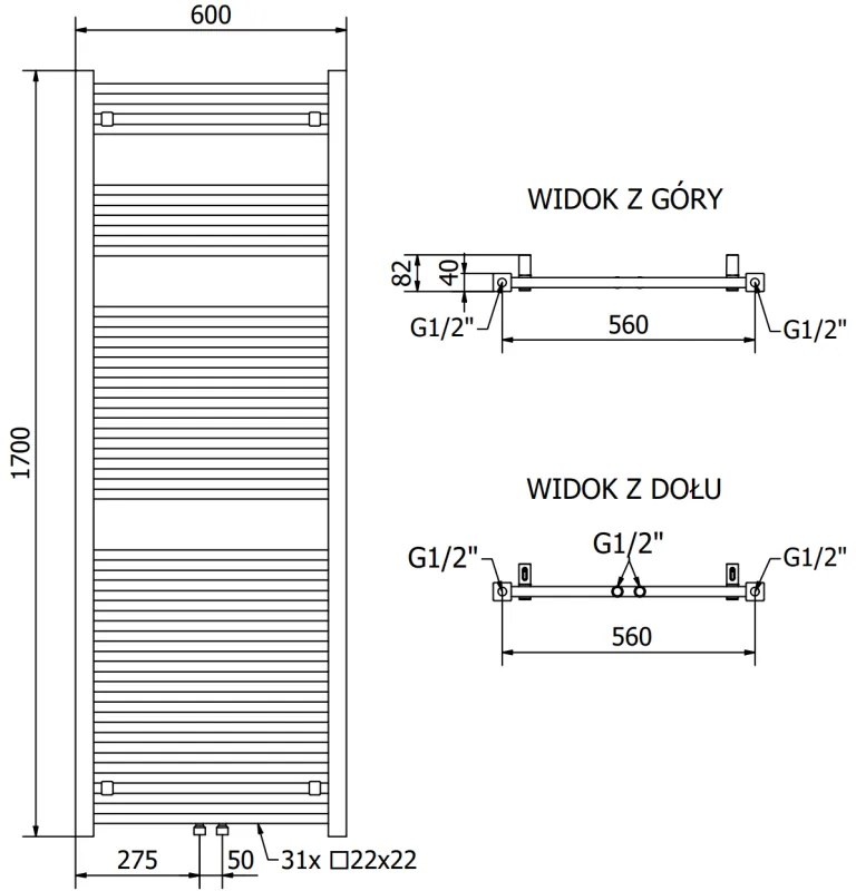 Mexen Pluton topné těleso 1700 x 600 mm, 980 W, bílá, W106-1700-600-00-20