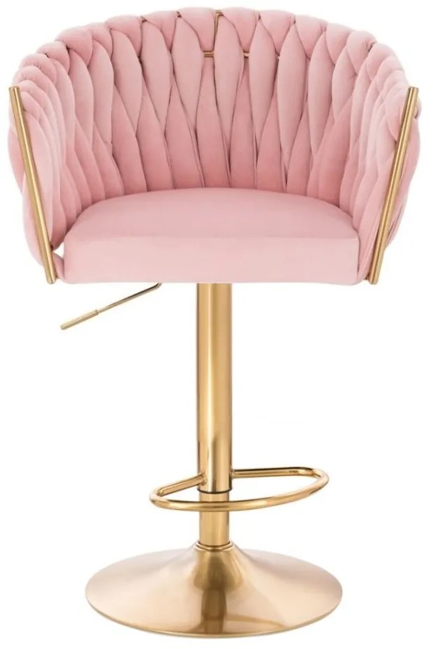 LuxuryForm DESIGN Barová židle NORDEN VELUR na zlaté kulaté podstavě - růžová