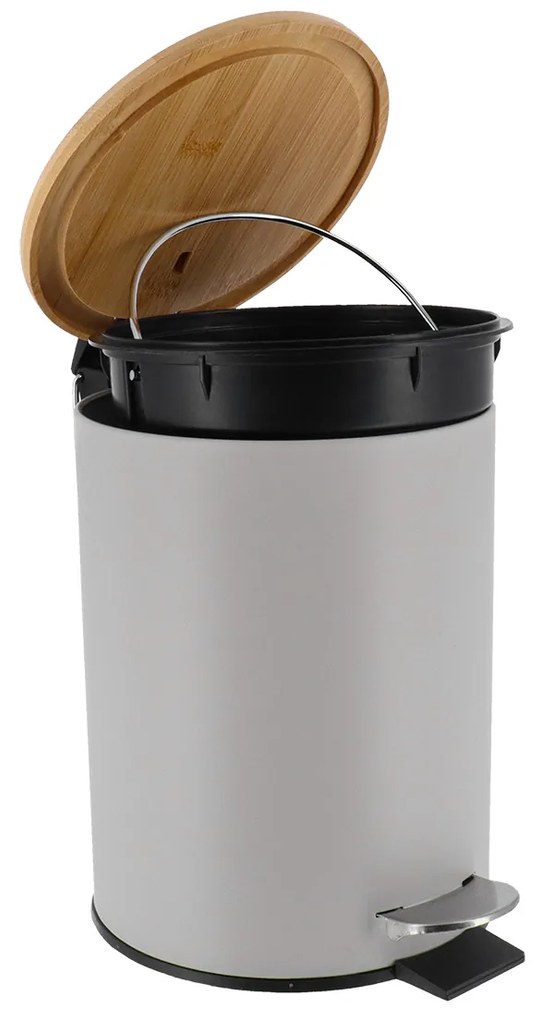 Odpadkový koš Timeless, šedá/s dřevěnými prvky, 2,5 l