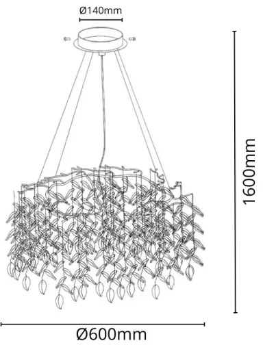 Křišťálový lustr na lanku 9xG9/40W/230V zlatá