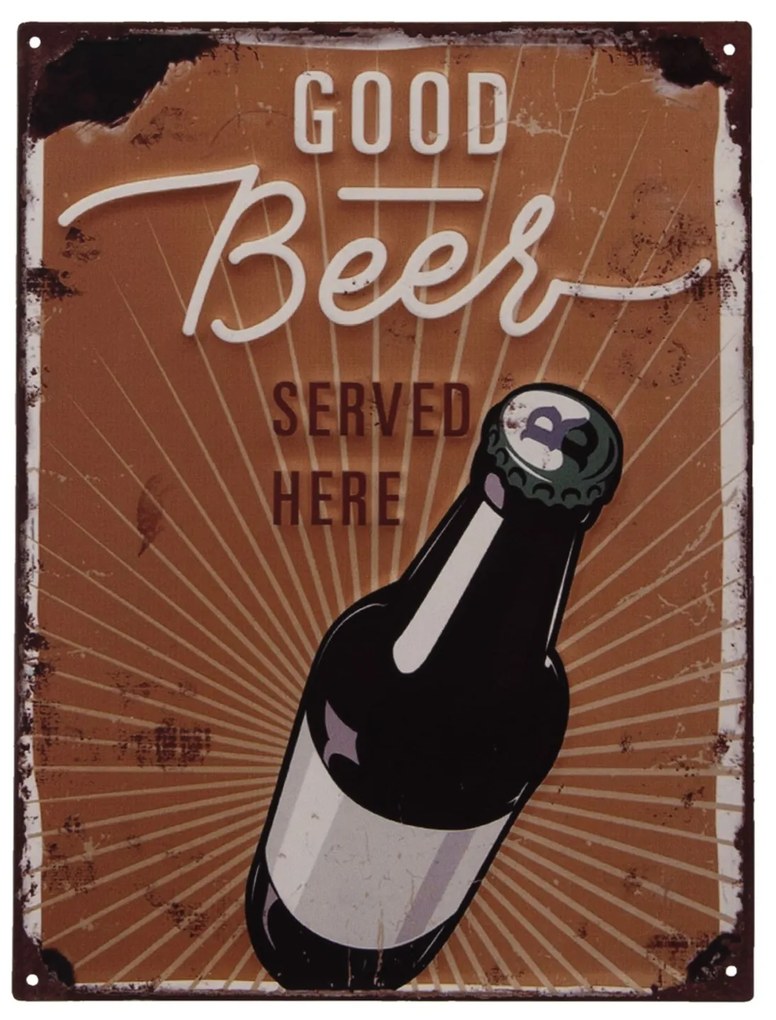 Nástěnná kovová cedule Good beer - 33*25 cm