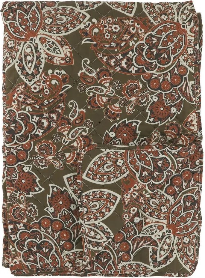 Zelený prošívaný bavlněný přehoz s Paisley vzorem Aix Quilt - 130*180 cm