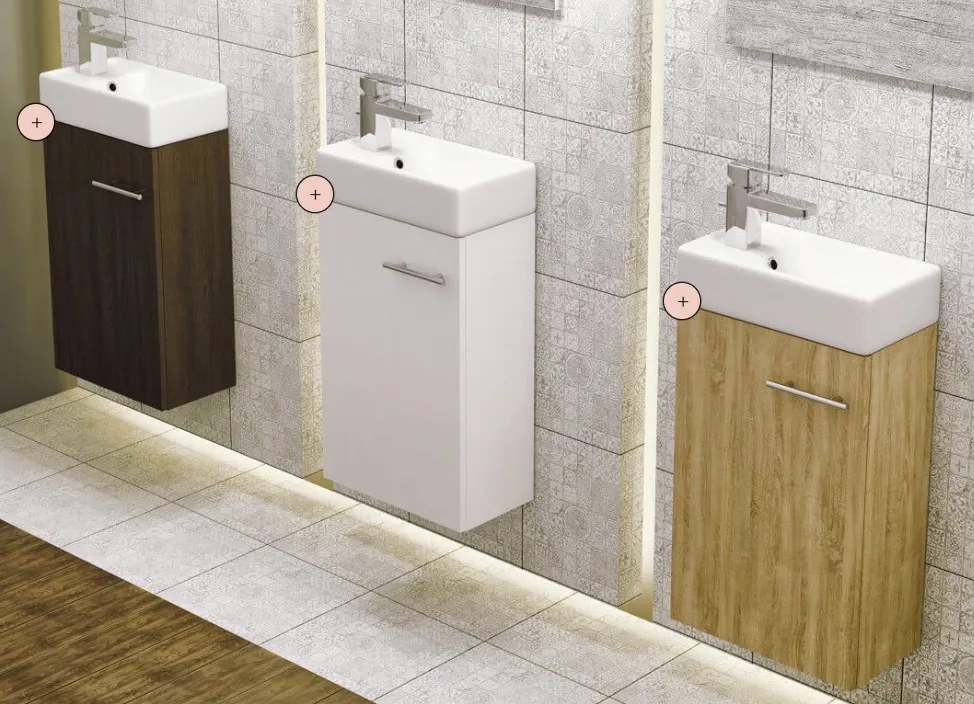 Erga Kim, závěsná WC skříňka 50x23x60 cm + keramické umyvadlo 50cm, dub řemeslný (Craft), ERG-207-D-05017+1430